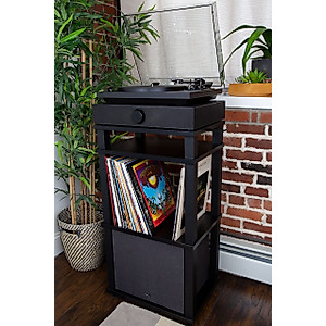 Andover Audio SpinStand Rack for Records and Audio Components - Metal-Reinforced, Holds 150 LPs, Optimum Height & Storage Space, Ideal for Turntables, Vinyl, Spinbase, and Hi-Fi Systems - Black