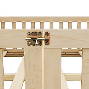 Luxo Abode Multifunctional Full Size Floor Bed with Safety Guardrails and Door, Removable Wood Slats, Montessori Beds Frame for Toddlers, Easy Assembly, for Boys and Girls Room, Natural