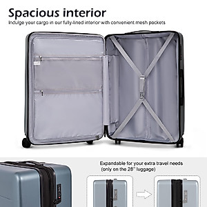 COOLIFE Luggage Suitcase Piece Set Carry On ABS+PC Spinner Trolley with pocket Compartmnet Weekend Bag(Titanium gray, 2-piece Set)