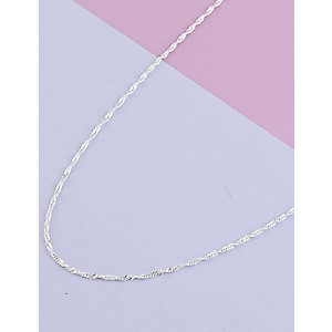 Waitsoul 925 Sterling Silver Singapore Chain Lobster Clasp 2.5mm Necklace for Women Silver Chain for Women Silver Necklace Chain 22 Inches Gifts for Her