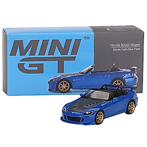 S2000 AP2 Mugen Convertible Monte Carlo Blue Pearl Metallic w/Carbon Hood Ltd Ed to 1200 pcs 1/64 Diecast Model Car by True Scale Miniatures MGT00493