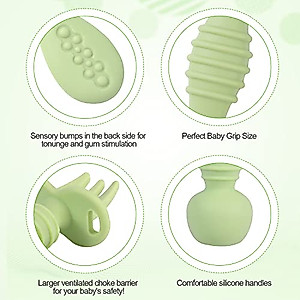 4pcs Silicone Baby Spoons Self Feeding 6+ Months, BPA Free Baby Led Weaning Spoons Training Spoon Toddler Self Feeding Utensils for 6-12 Months Babies (Matcha Green)
