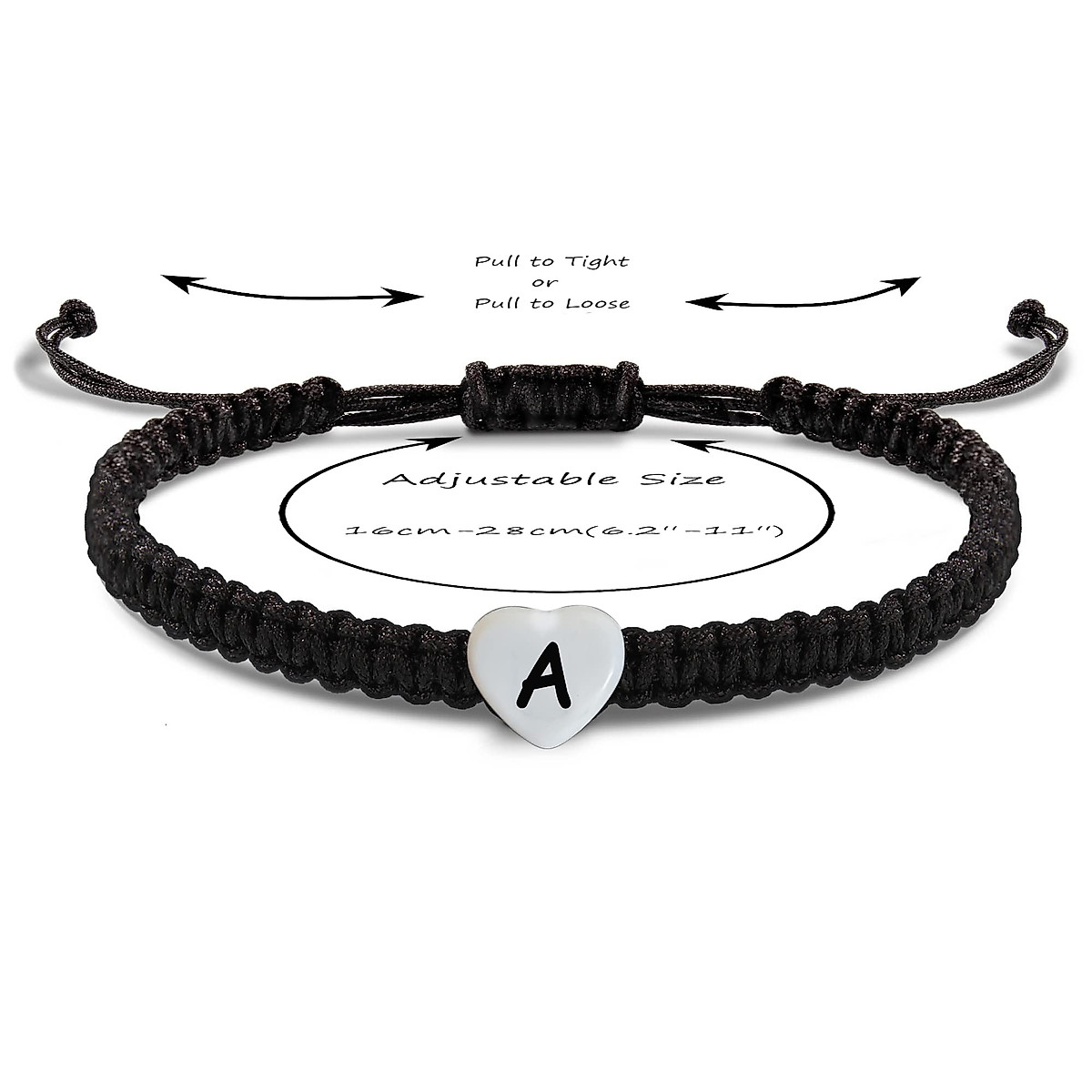 DOLLRINBOY Initial Heart String Bracelets for Women Men Handmade Adjustable Letter Rope Braided Bracelet Minimalist Jewelry Matching Couple Bracelets Friendship