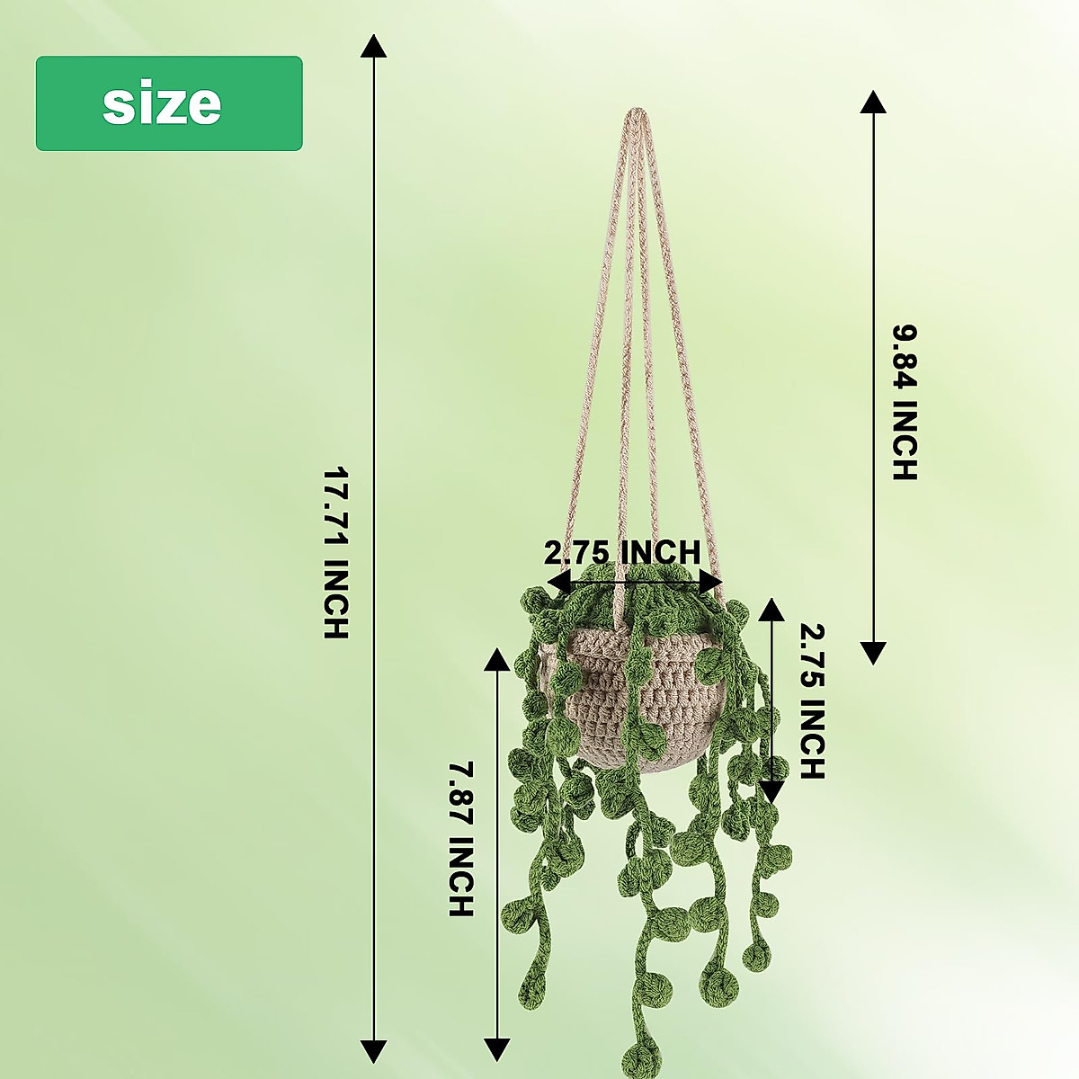 Crochet Hanging Plants, Succulent Car Plants, Mini Macrame Plant Car Accessories Rear View Mirror Charm Cute Hanging Rearview Car Decor Boho Hanger Gifts for Plant Lover 1