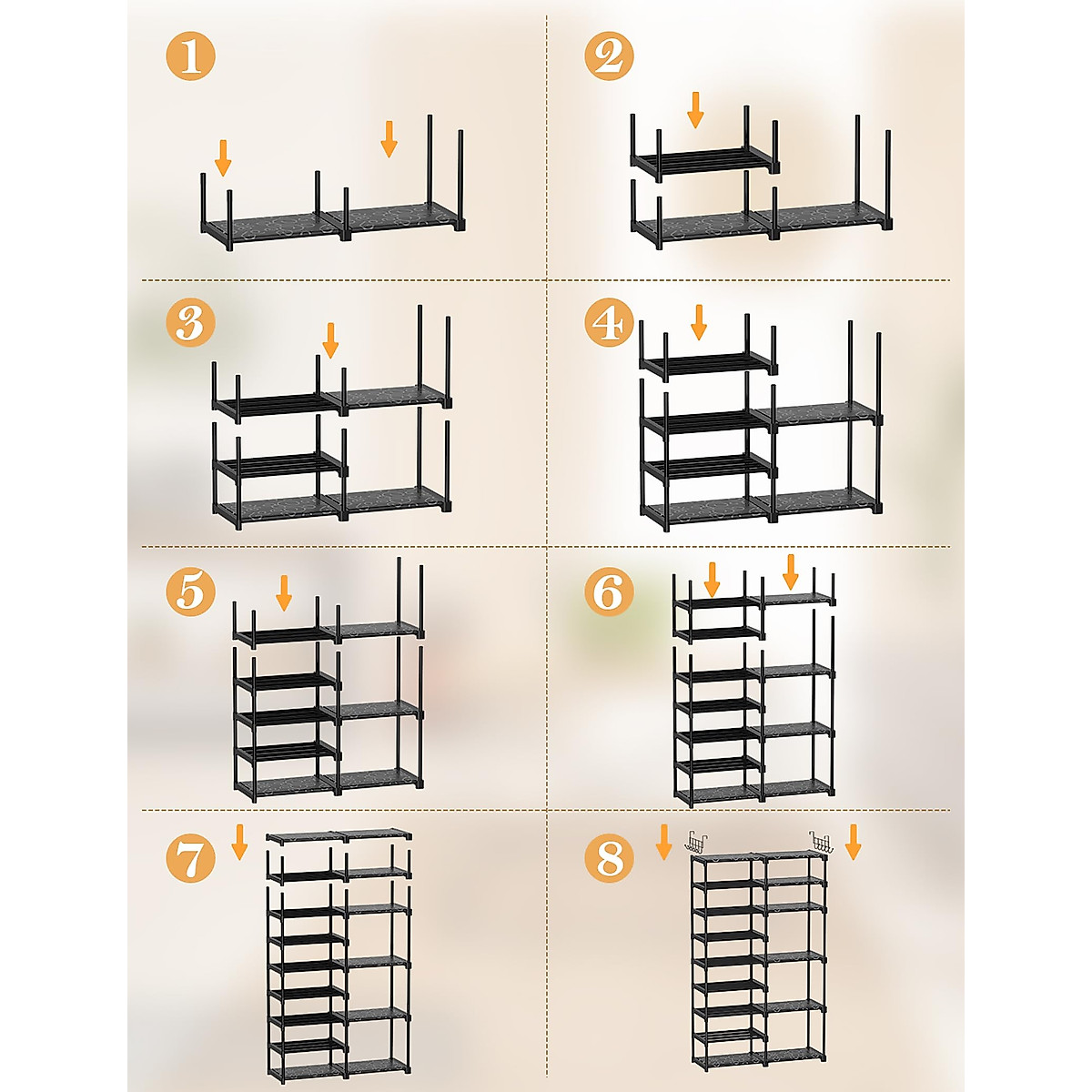 TIMEBAL 9 Tier Shoe Rack Storage Organizer for Entryway and Closet, 32-40 Pairs Shoes Shelf Organizer, Large Shoe Shelf for Boot & Shoe Storage, Stackable Shoe Rack for Garage (9 Tiers 2 Rows, Black)