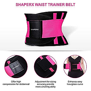 SHAPERX Women Waist Trainer Belt Waist Trimmer Belly Band Body Shaper Sports Girdles Workout Belt, SZ8002-Rose-S