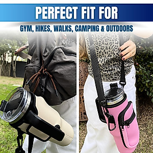 BUTSYCOL Water Bottle Bag with Strap, Stanley 40 oz Tumbler with Handle Accessories, Stanley Holder with Strap and Pouch Sleeve for Gym, Stanley Cup Accessories 40 oz (American Flag)