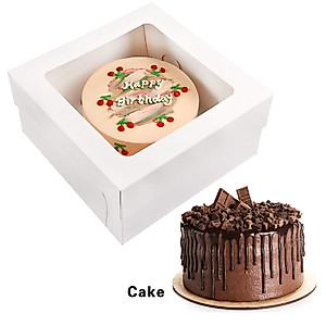 Moretoes 10pcs Cake Boxes 12 Inch 12x12x6 Inches White Bakery Boxes with Window Cajas Para Pasteles for Bundt, Cheesecake, Pastries, Pie, Cookies, Donuts, Cupcakes
