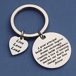 MYOSPARK Principal Keychain A Great Principal Builds Character Inspires School Principal Jewelry Retirement Thank You Gift (Principal Keychain)