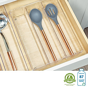iDesign Linus Kitchen Drawer Organizer for Silverware, Spatulas, Gadgets - Clear 13.8" x 10.5" x 3"