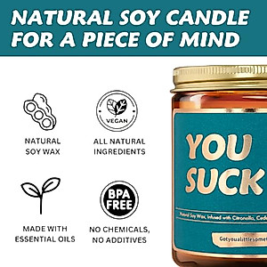 Citronella Candle for Indoor or Outdoor Use | Keeps Away Mosquito, Bugs, Pests, Flies | Funny Patio Garden Home Decor Gift Idea | Scent: Citronella, Peppermint, Cedarwood, Lemongrass ; Soy Wax, 9oz