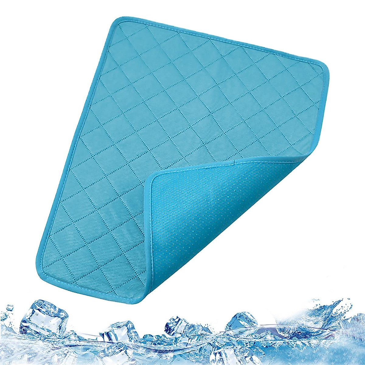 TGone Dog Cooling Mat Ice Silk Summer Pet Self Cooling Mats Washable Portable Keep Cool Pad for Dogs Cats Pets Cooling Gel Mat for Dogs (Blue, L)