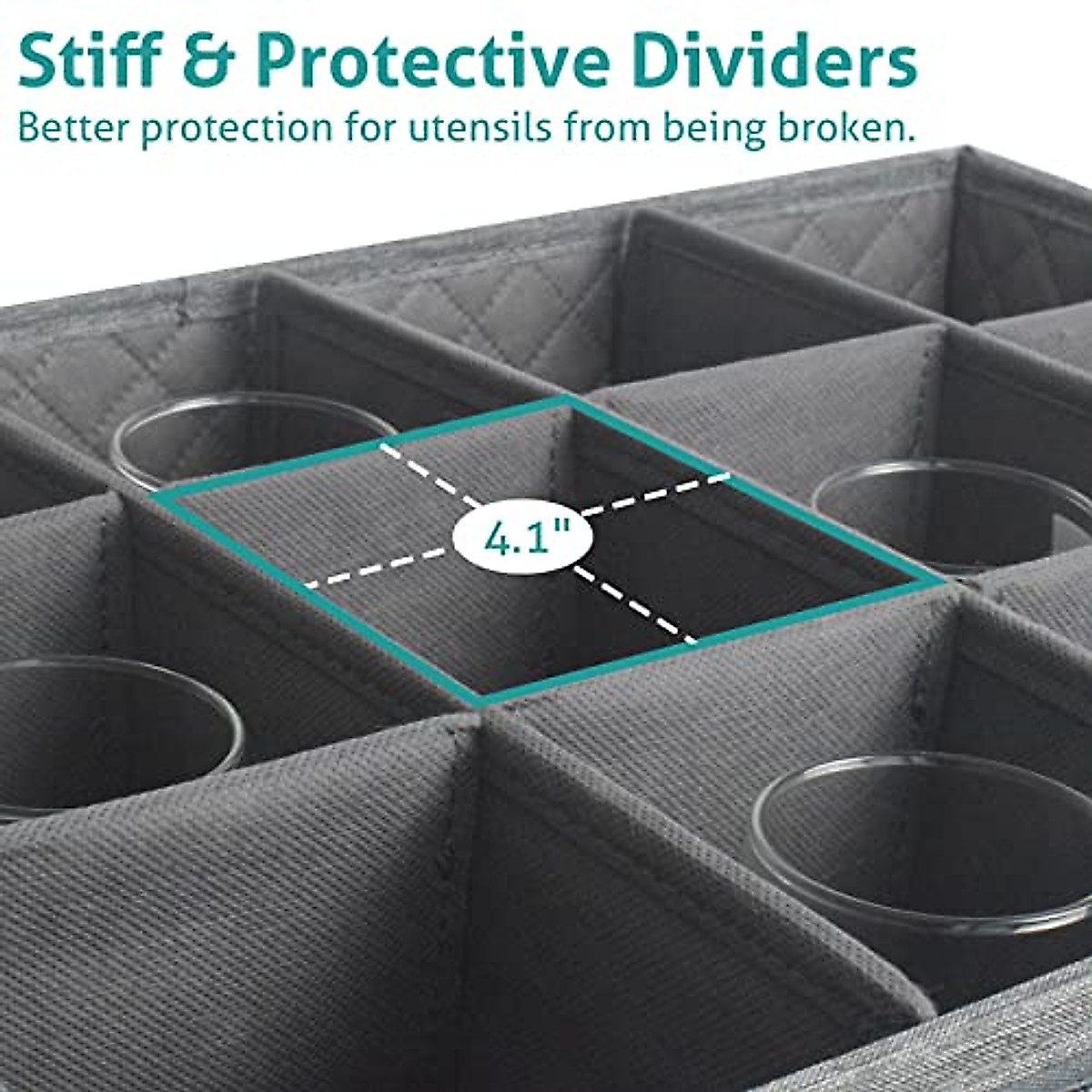 Merb Home - China Storage Set - Dinnerware & Glass Storage Containers - Hard Shell and Stackable Storage Boxes - Protects Dishes Cups and Mugs, Felt Plate Dividers Included (6-Pieces Grey)