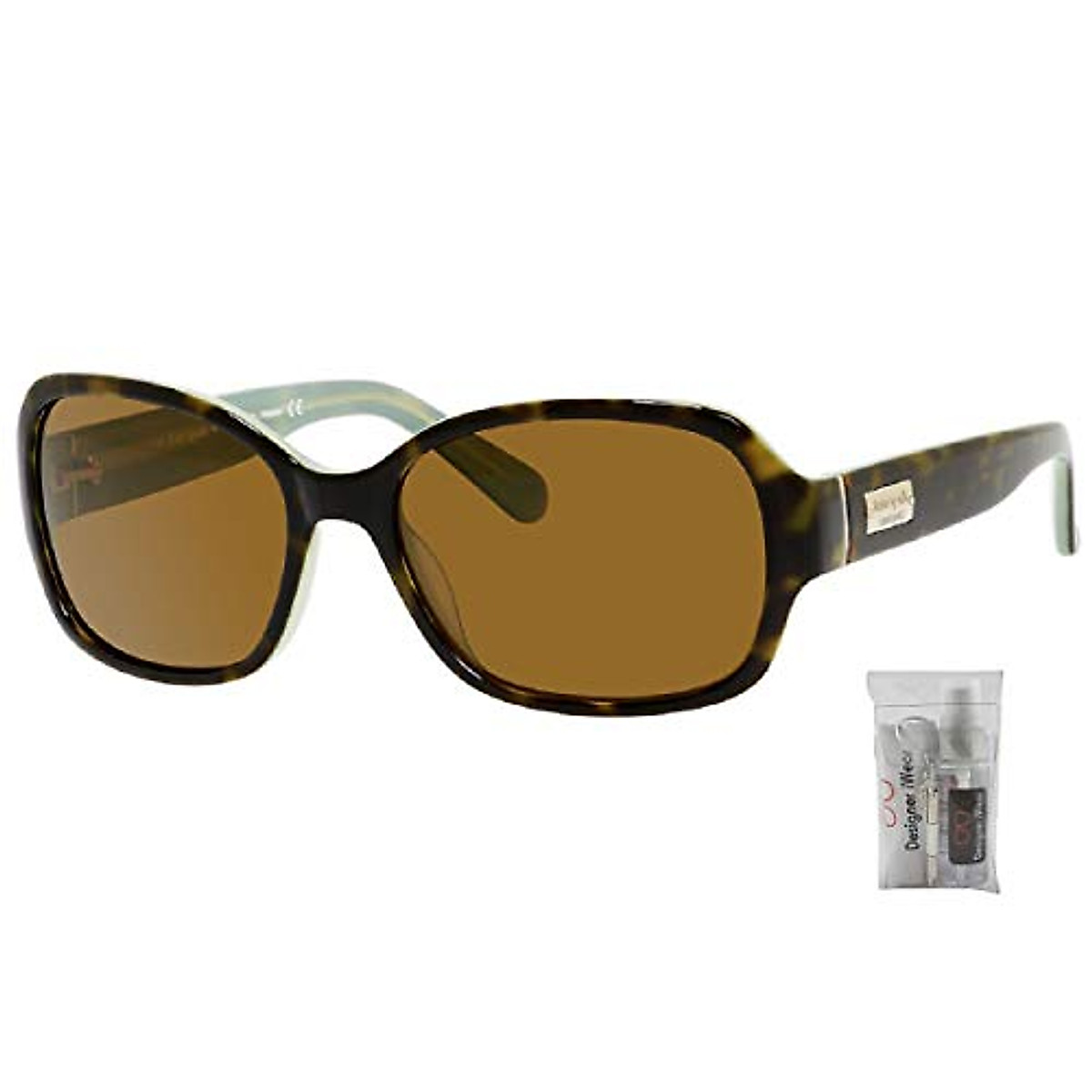 Kate Spade New York Akira/P/S OTJA/VW 54M Tortoise Mint/Brown Polarized Square Sunglasses for Women + BUNDLE with Designer iWear Eyewear Kit