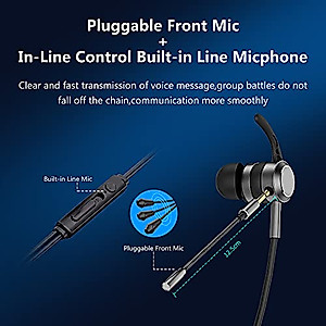 3.5MM Wired Earbuds with Microphone,Headphones with Detachable Mic Stereo Bass Sports Headphones with Noise Isolating Gaming Earphones 3.5mm Jack for Cell Phones Laptop Tablet Xbox One PS4