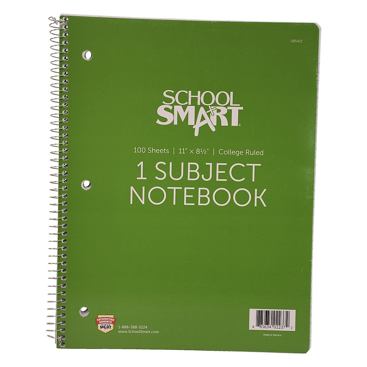 School Smart - 85421 Spiral Non-Perforated 1 Subject College Ruled Notebook, 11 x 8-1/2 Inches