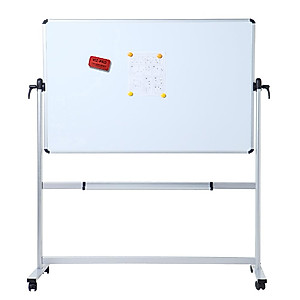 VIZ-PRO Double-Sided Magnetic Mobile Whiteboard, 48 x 36 Inches, Aluminium Frame and Stand