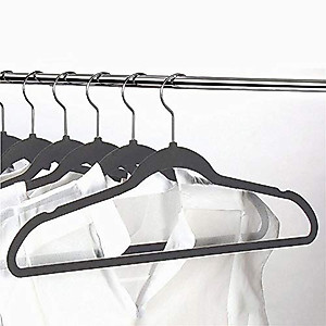 Topeakmart Premium Velvet Hangers Heavy Duty Clothes Hook Swivel 360-Ultra Thin, 100 Pack Gray