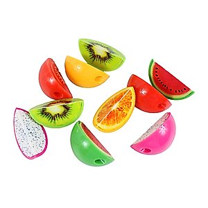 Xiaoyu 15PCS Creative Stationery Cartoon Fruit Shape Plastic Pencil Sharpener for School, Office, Christmas Gift (Colors May Vary)