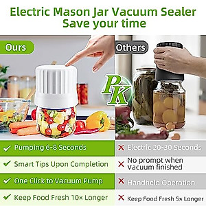 Electric Mason Jar Vacuum Sealer and Accessory Hose Compatible with FoodSaver Vacuum Sealer, Vacuum Sealer Attachment Kit for Wide & Regular Mouth Mason Jars, Jars Sealing Hood with Electric Vacuum