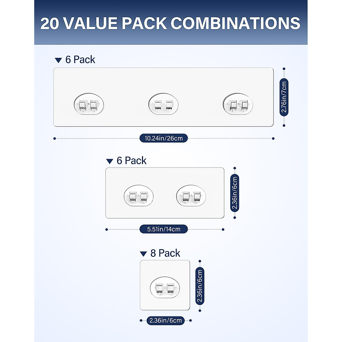 duskeep 20 Pack Shower Caddy Adhesive Replacement, Waterproof Shower Adhesive Strips, Strong Adhesive Wall Hooks for Shower Shelves, No Drilling, for Bathroom Storage Organizer & Kitchen Racks