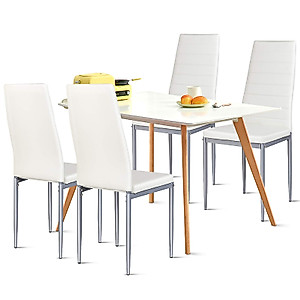 COSTWAY PU Leather Dining Side Chairs, White