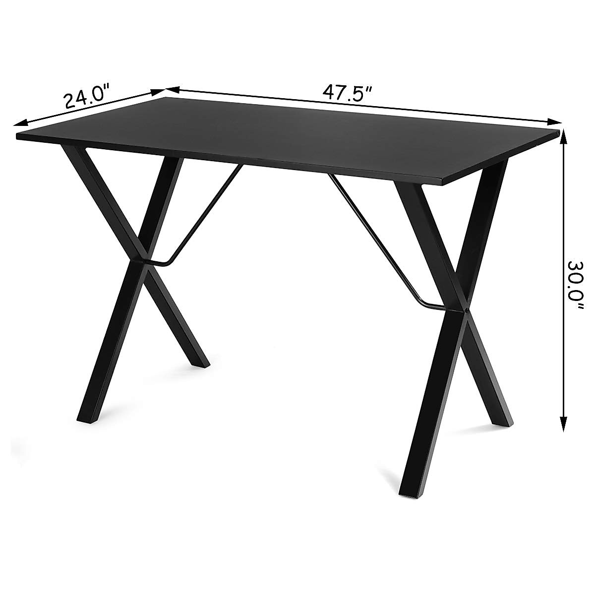 Tangkula 47.5 Inches Computer Desk, Modern Versatile Writing Desk with Bamboo Wood Top & X-Shape Metal Frame, Computer Workstation Study Writing Table Home Office Desk (Black)