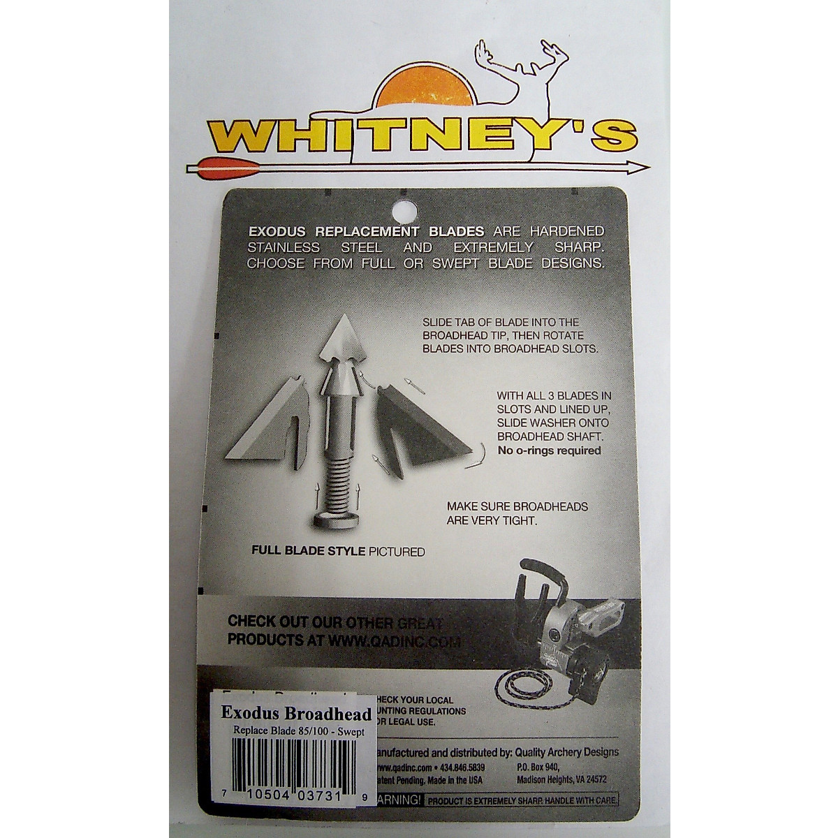 QAD Exodus Replacement Blades for 85/100 Grain Swept Blade Broadheads