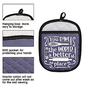 Baker Gift Baking Oven Pads Pot Holder with Pocket You Bake The World A Better Place (Bake The World A Better Place)