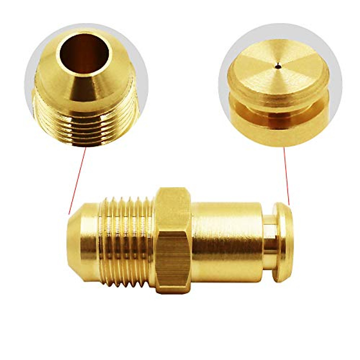 MENSI 3/8" Male Flare X 0.55" Slotted Nut Orifice Nozzle Adapter for 1lb Propane Camper Grill Convert to 20-100lbs Tank Regulator Hose 2 Packs