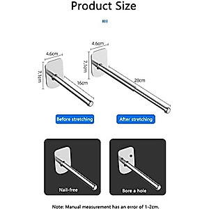 2-Section Stainless Steel Clothes Hanger Storage, Retractable Space Saving Clothes Hanger Storage Organizer, Wall Mount Clothes Rack Organizer, Adhesive or Drilling Installation(Length 10.6") 1