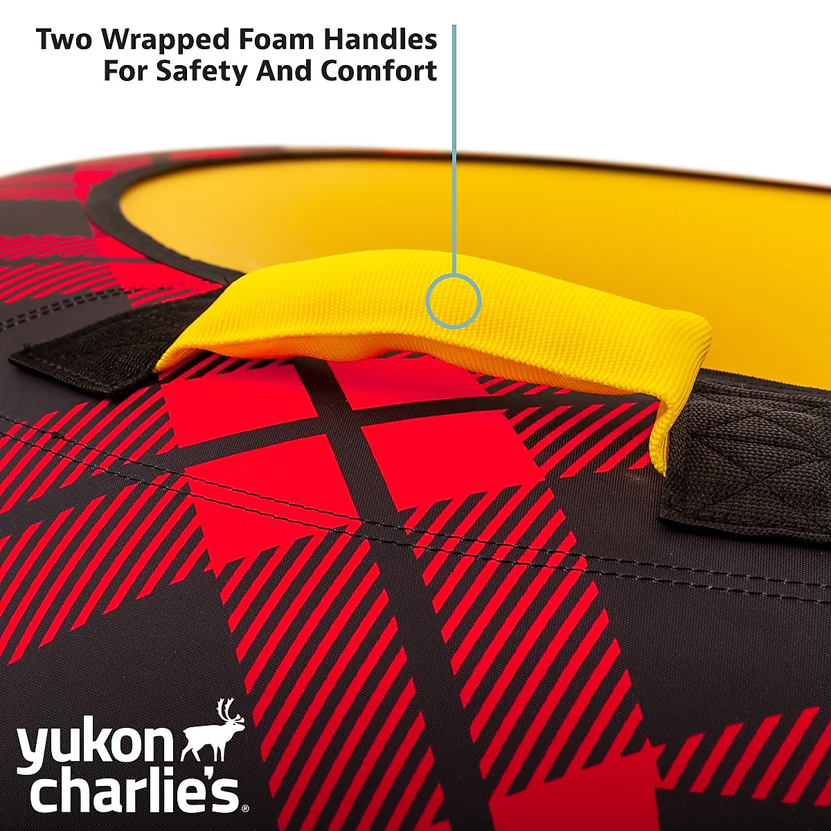 Yukon Charlie's Timber Tube Snow Sled with Durable Fabric Shell - Green Plaid