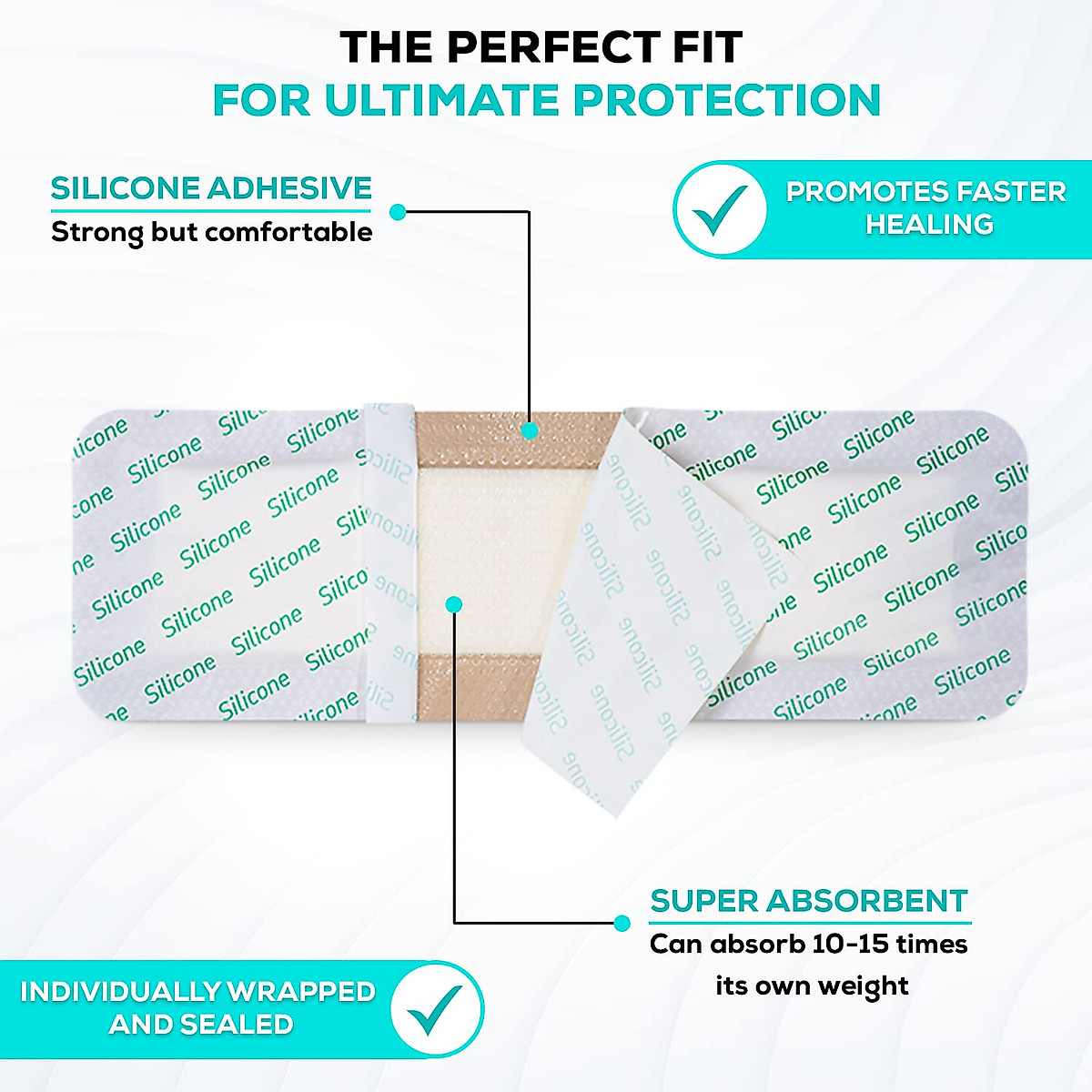 MedVanceTM Silicone - Bordered Silicone Adhesive Foam Dressing Size 4"x 12" (2.4"x10.4" Pad) Box of 5 dressings