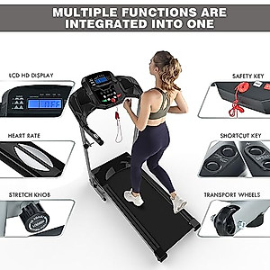 GINPORD Folding Treadmill - Home Fitness Running Machine - Foldable Treadmill for Home - Treadmills for Home Folding