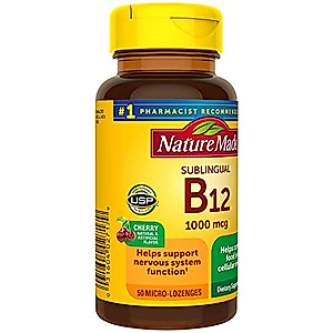 Nature Made B-12 1000 mcg Micro-Lozenges Cherry Flavor 50 ea (Pack of 2)