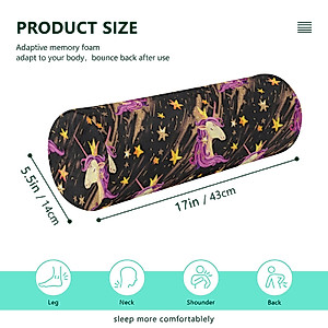 Unicorn Shine Star Neck Support Pillow Round Neck Roll Bolster Cylinder Pillow Cervical Pillows Body Pillow for Leg Knee Back Head Support for Work Women Men Traveling Headrest