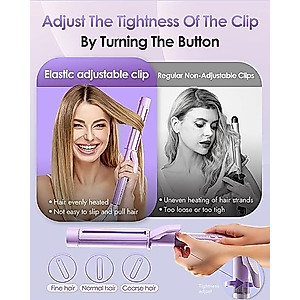 NOVUS 1.5 Inch Curling Wand, Adjustable Tightness Curling Iron, Negative Ions Hair Curler, Large Barrel Curling Iron, Dual Voltage Bionic Curling Iron, Curling Iron for Long Hair, Hair Curlers Iron