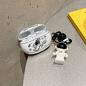 3D Cool Cute Astronaut Cartoons Case ​with Pendant Keychain for Women Girls Men Boys for Beats Studio Buds 2021 Case Cover Accessories Silicone Skin