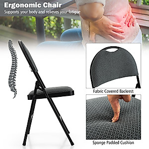 S AFSTAR 2 Pack Folding Chair with Padded Seat, Metal Steel Folding Chairs with Upholstered Seat & Portable Handle, Portable Foldable Chairs for Home & Office, Reception Room Church Wedding Events