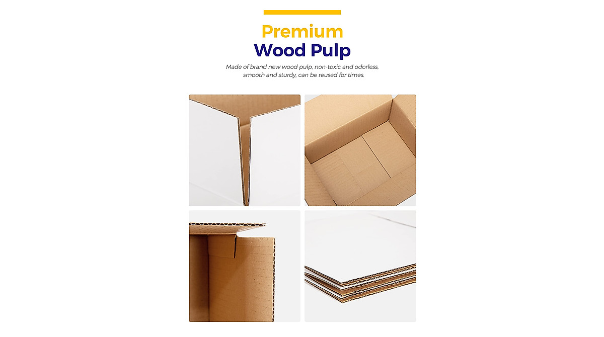 MESHA 9x6x4 White Corrugated Mailing Boxes for Small Business Shipping