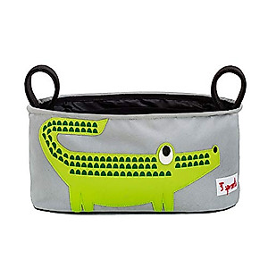 3 Sprouts Universal Stroller Organizer with Cup Holder - Durable Stroller Caddy Accessory for Storage, Stroller Bag, Crocodile