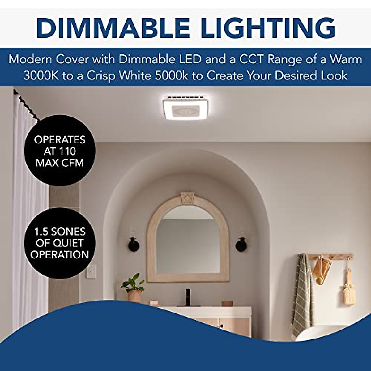 Broan-NuTone VC110CCT Sensonic Alexa Voice Controlled Smart Exhaust Fan with Dimmable LED Light and Bluetooth Speakers, 110 CFM