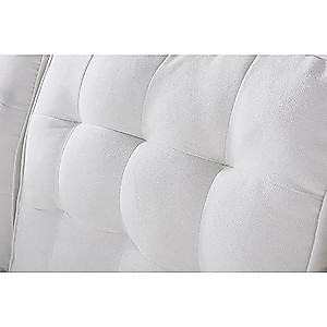 Lepfun Chesterfield, 86.6” Flare Sofa, Tufted 3 Seater Furniture, Velvet Couch with Scroll Arms and Nailhead for Living Room, Bedroom, Office, Apartment (Beige)