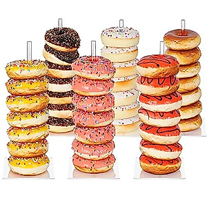Aredpoook Donut Stand Bagel Stand 6 Pack, Acrylic Doughnut Holder, Clear Donut Display Stand, Bagel Tower Stand, Wall Display Stand Holder for Birthday, Wedding, Baby Shower, Christmas, Party