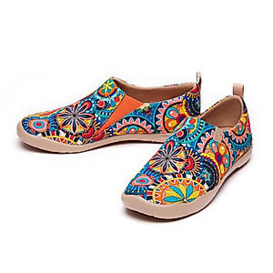 UIN Women's Blossom Painted Fashion Sneaker Canvas Slip-On Travel Shoes (8)