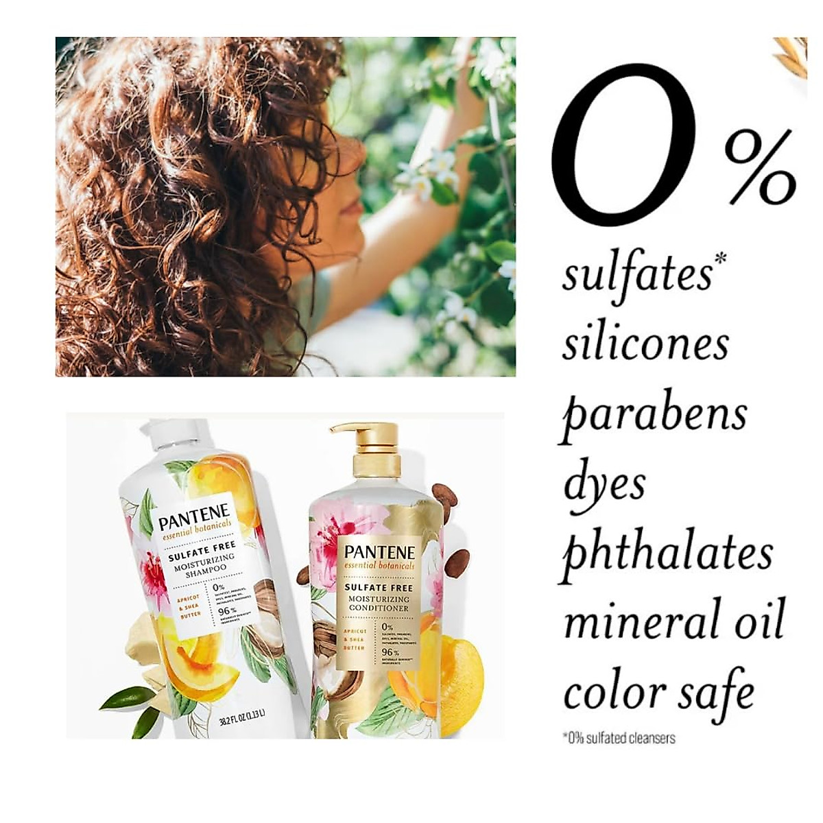 Essential Botanical Shampoo and Conditioner Set | 2 Pack | SULFATE-Free | Family size 2x38.2oz | Apricot and Shea Butter Infused