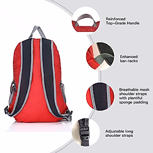 Outlander Packable Handy Lightweight Travel Hiking Backpack Daypack-Orange