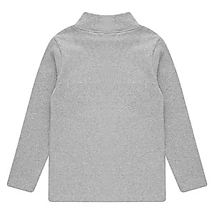 FEESHOW Kids Boys Girls Turtleneck T-Shirt Thermal Underwear Top Unisex Children Warm Long Sleeve Blouse Undershirt Gray 9-10 Years
