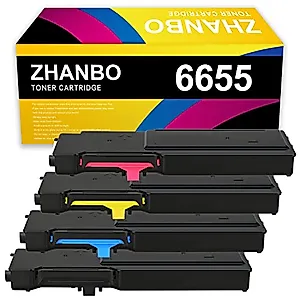 ZHANBO 4PK Remanfactured 6655 (106R02744 106R02745 106R02746 106R02747) High Yield Toner Cartridge Replacement for Xerox WorkCentre 6655 6655i