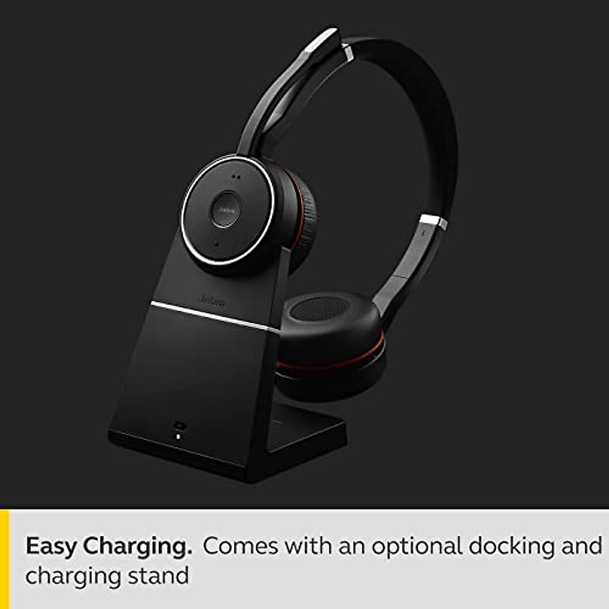Jabra Evolve 75 MS Wireless Headset, Stereo – Includes Link 370 USB Adapter – Bluetooth Headset with World-Class Speakers, Active Noise-Cancelling Microphone, All Day Battery
